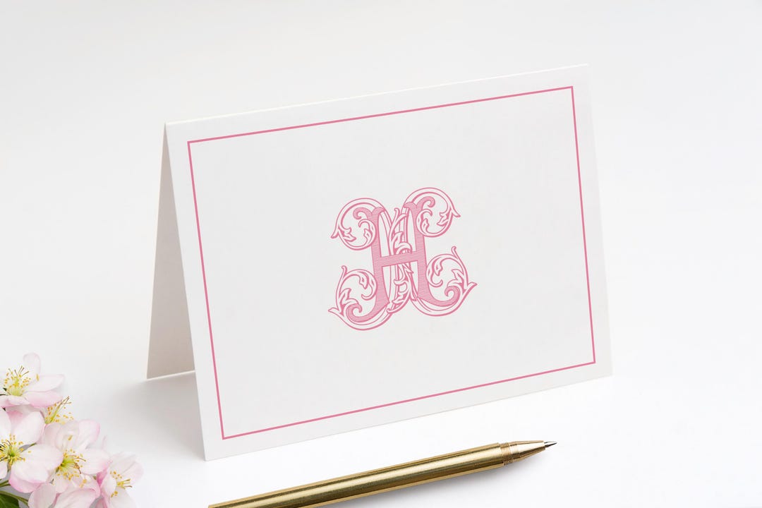 Monogrammed Folded Note Card Set: Personalized Stationery With ...