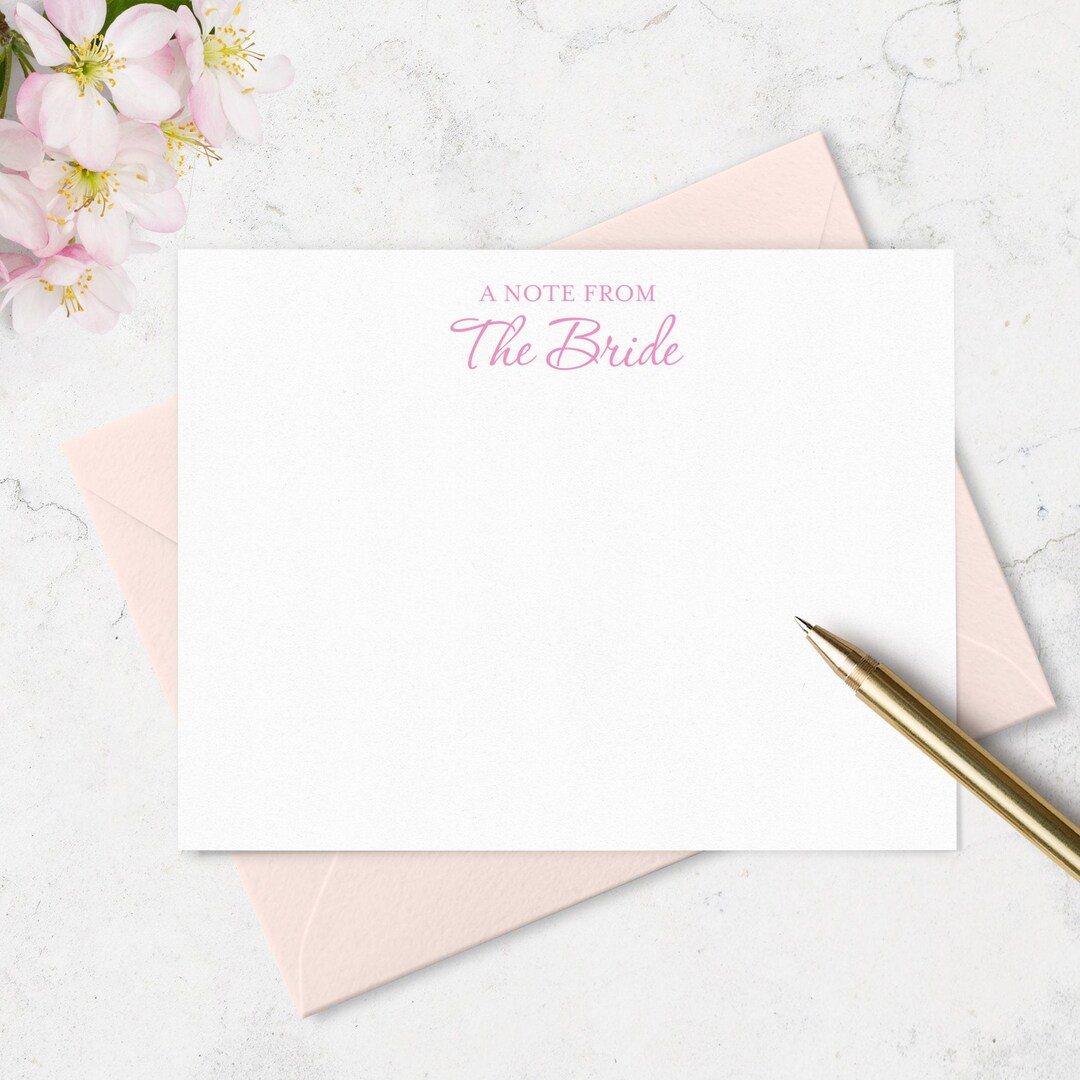 Note Cards for Bride, Bridal Note Card Stationery Set, Bridal Shower ...
