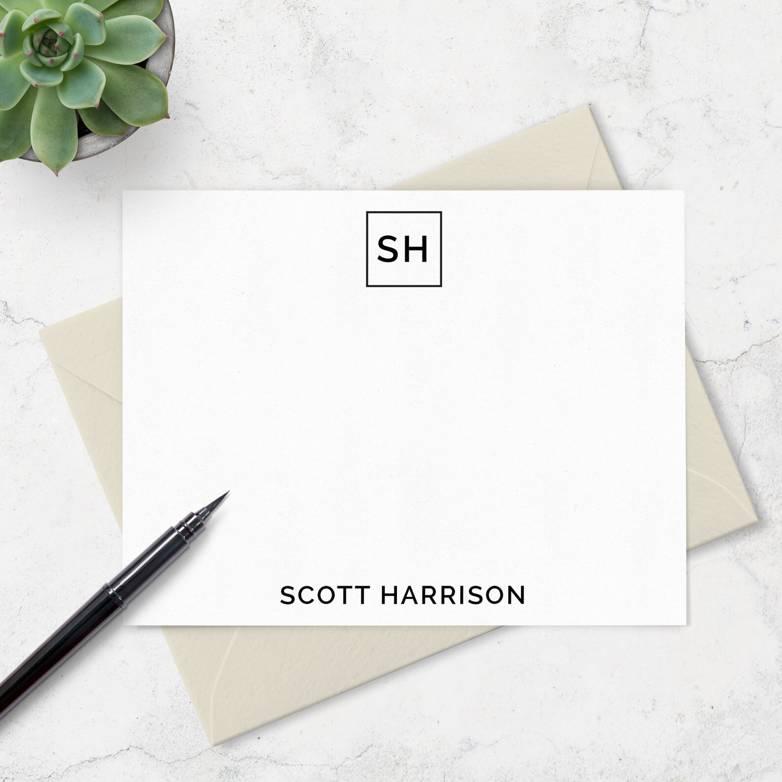 Monogrammed Note Cards for Men Custom Stationery Set With - Etsy