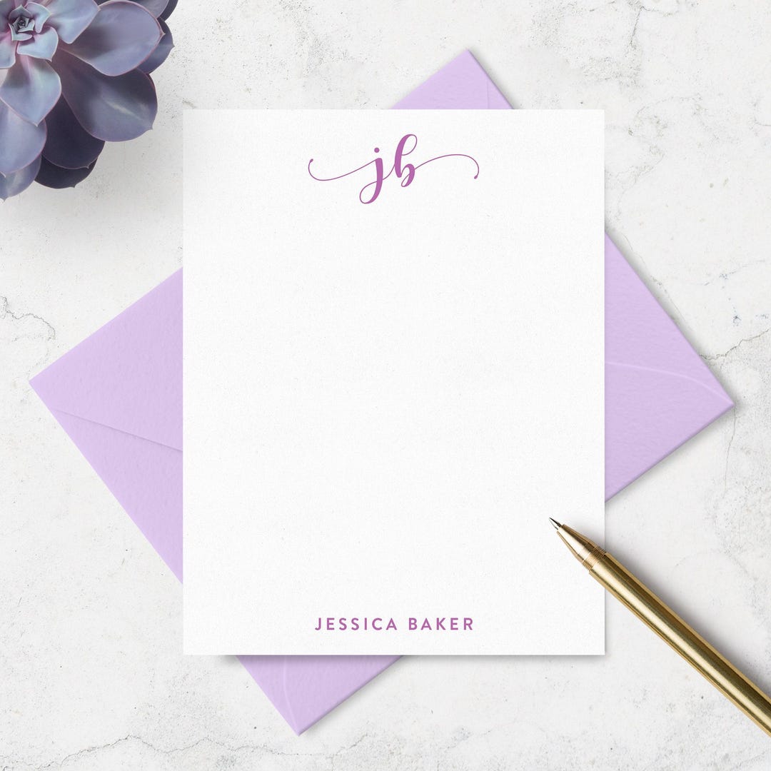 Personalized Monogram Stationery Set: Custom Note Cards & Envelopes - Etsy