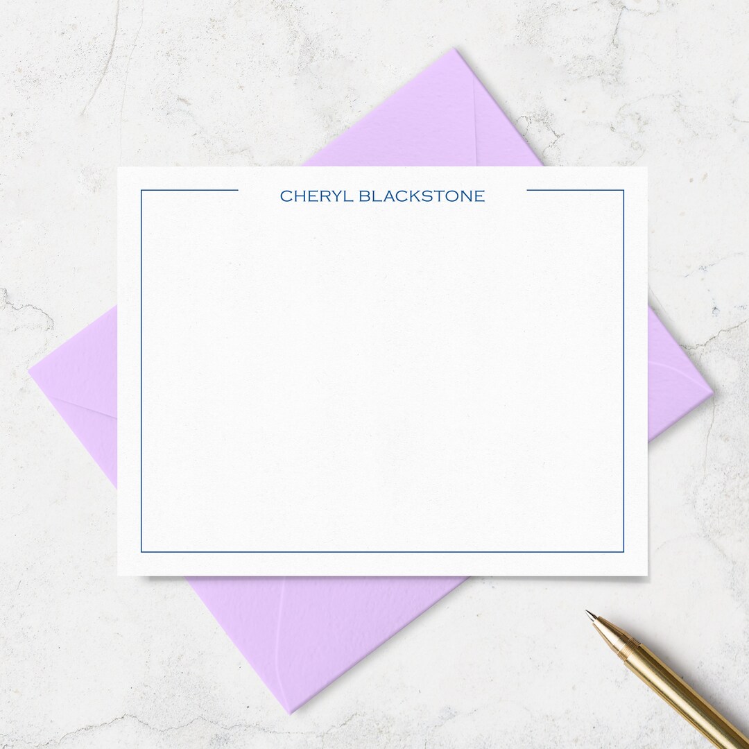 Border Note Cards Personalized With Name, Modern Simple Professional ...