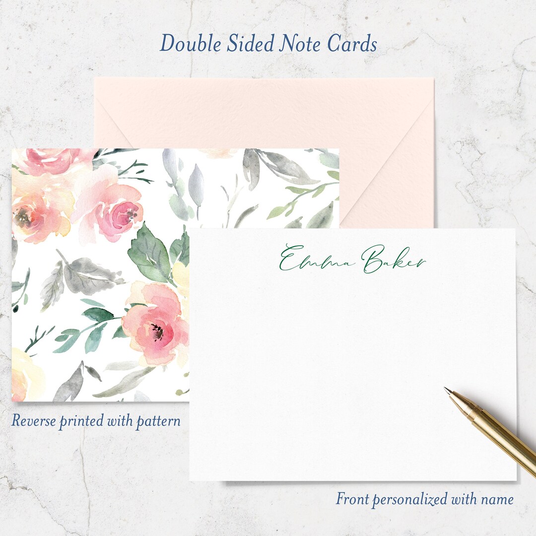Personalized Double Sided Note Cards With Name on Front and - Etsy