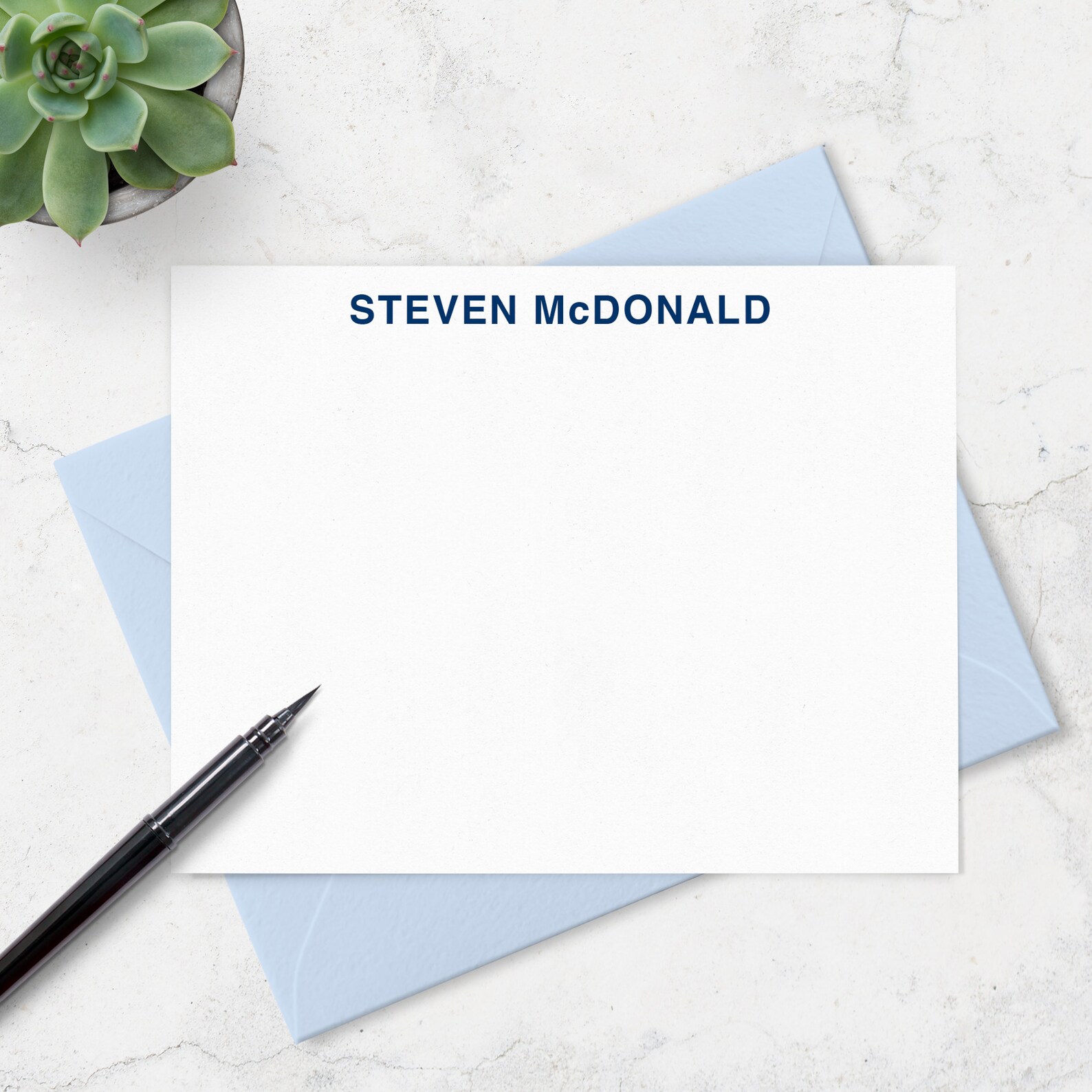 Personalized Note Card and Envelope Stationery for Men Simple | Etsy