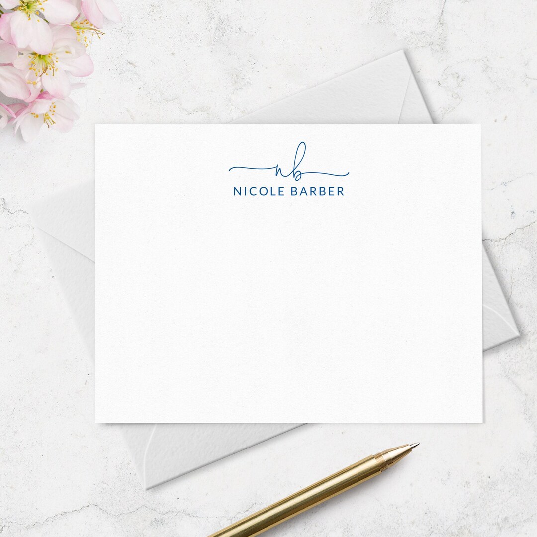 Monogrammed Note Cards Set, Custom Stationery With 2 Letter Monogram ...