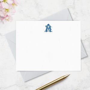 Chic Interlocking 2 Letter Monogram Note Cards, Classic Monogrammed ...