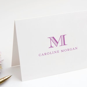 Folded Note Cards With Monogram and Name, Personalized Fold Over ...