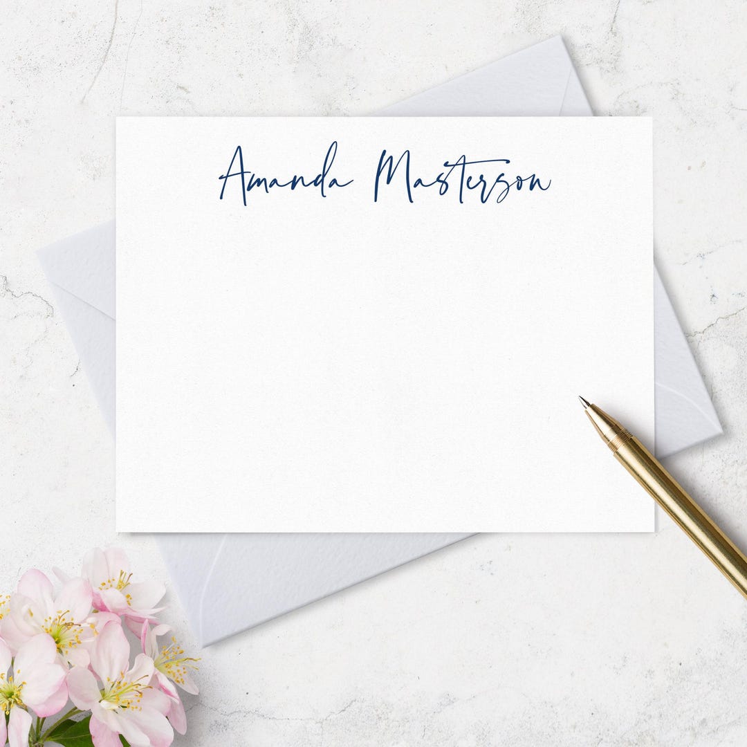 Personalized Script Note Cards: Custom Stationery Set, Thank You Cards ...