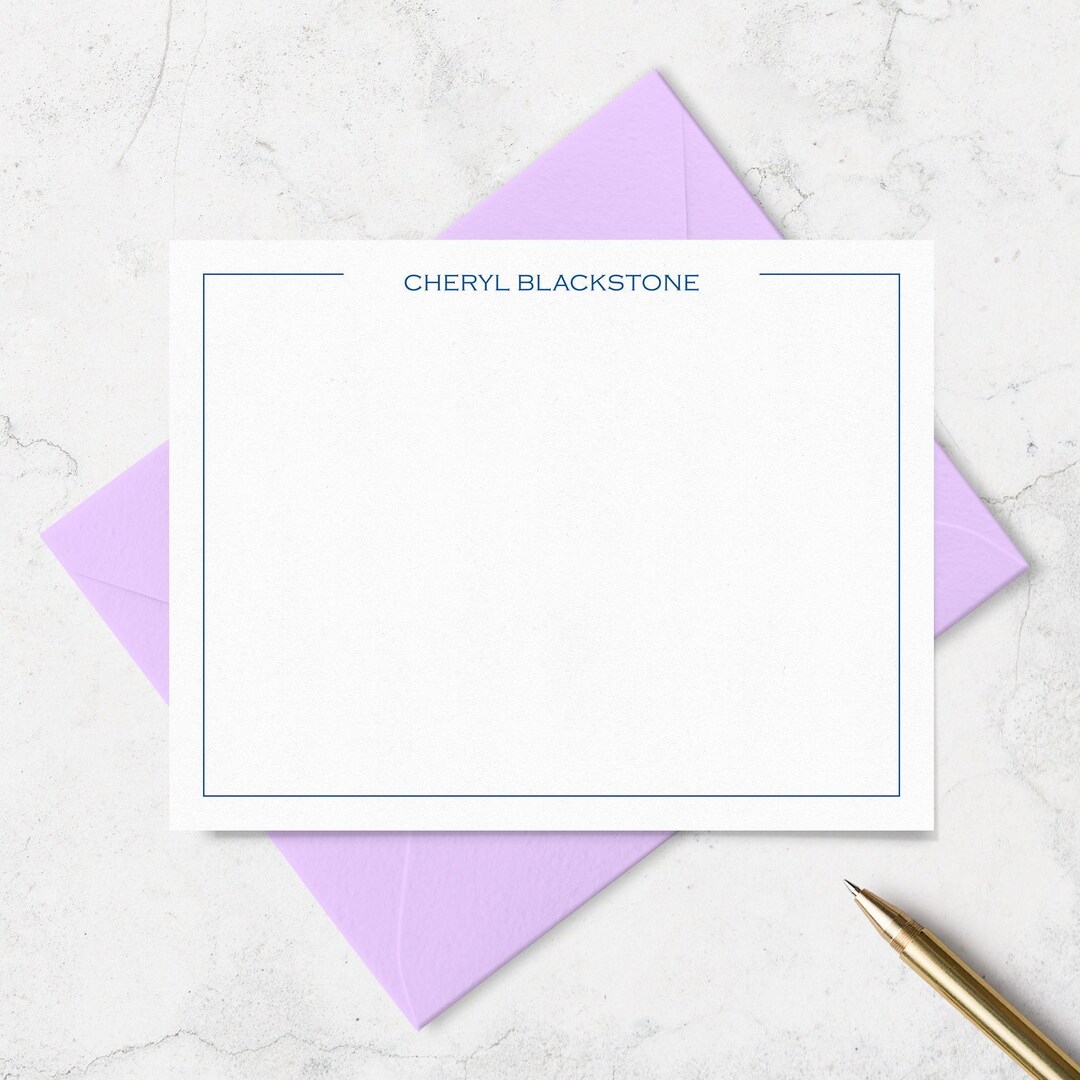 Border Note Cards Personalized With Name, Modern Simple Professional ...