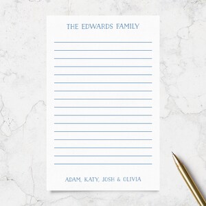 Personalized Family Notepad Lined or Unlined 50 or 100 Sheets, Tear off ...
