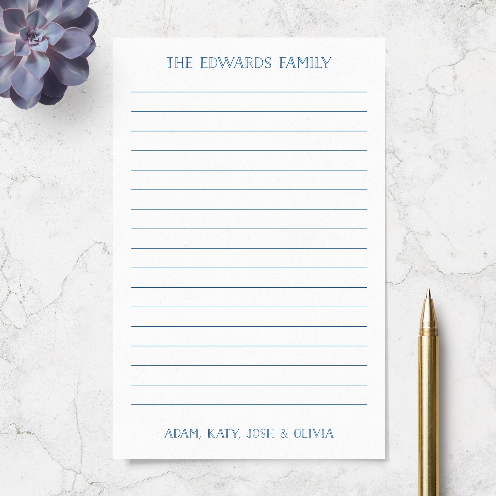Personalized Family Notepad Lined or Unlined 50 or 100 Sheets - Etsy