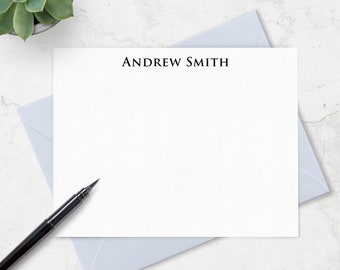 Personalized Note Cards for Men Flat Note Card Set Stationery Gifts for ...