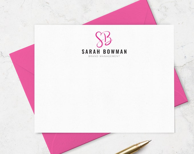 FLAT Logo Note Cards & Envelopes for Shop or Business, Custom ...