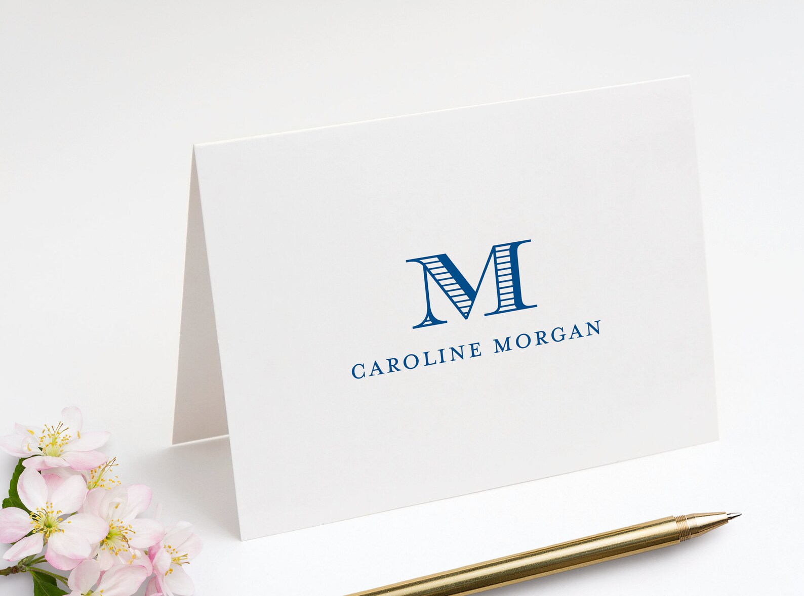 Folded Note Cards with Monogram and Name Personalized Fold | Etsy