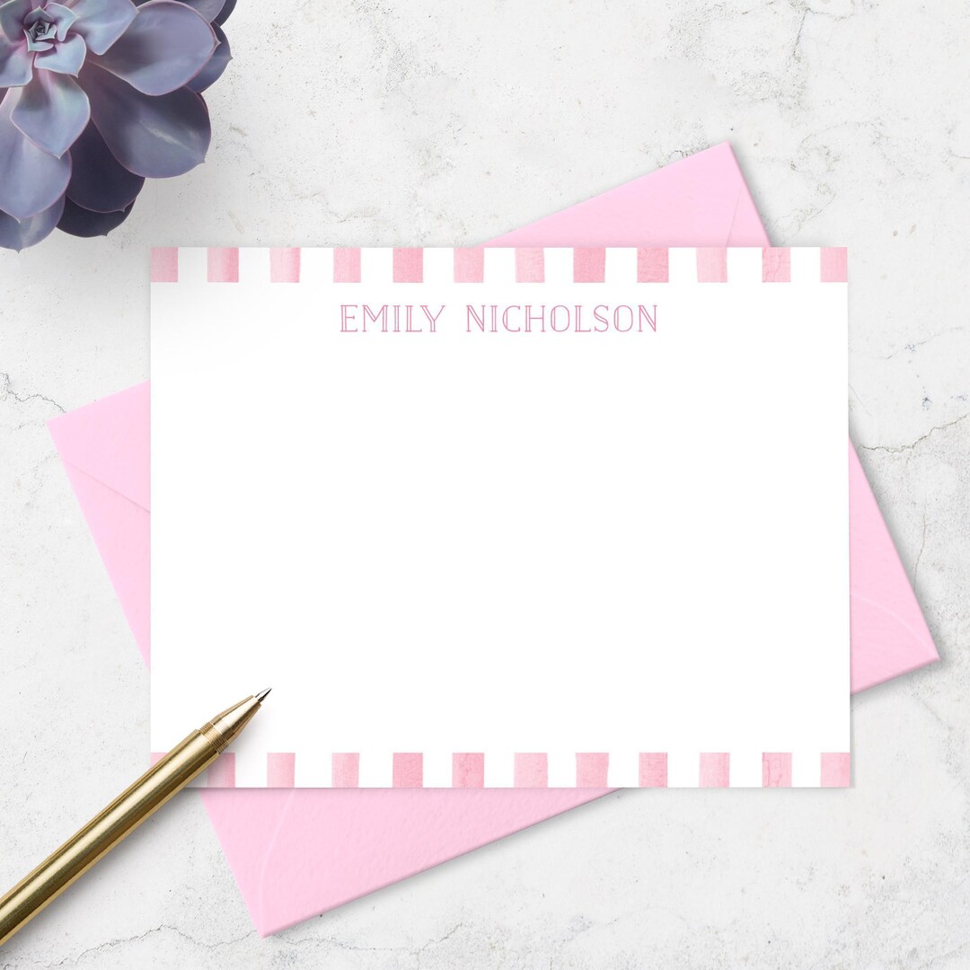Note Cards for Girls, Personalized Notecard & Envelope Stationery Set ...