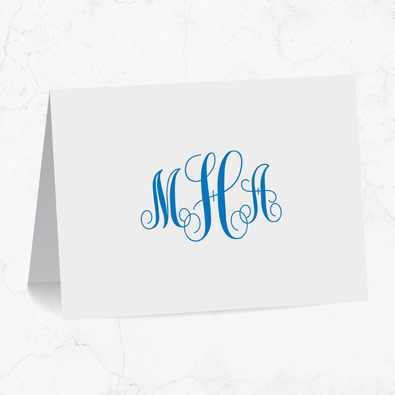 Folded Note Cards With 3 Letter Monogram Personalized Fold - Etsy