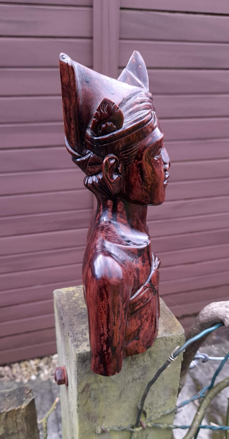 Vintage Bali Wood Carving ~male Bust ~ Indonesia Figurine ~ Beautiful ...
