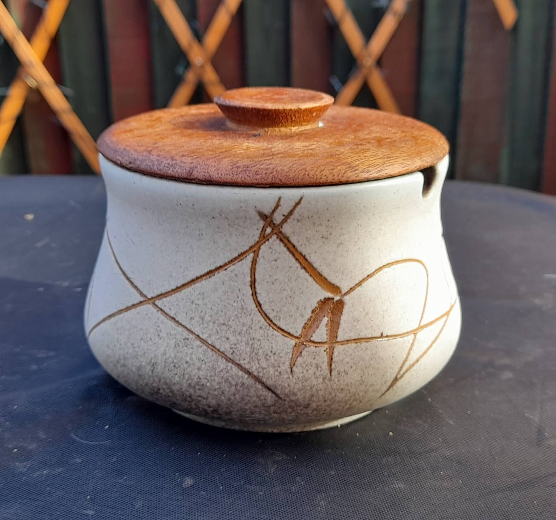 Vintage ELLIS Pottery Jam Pot ~ Wooden Lid ~australian Pottery ~ Signed ...
