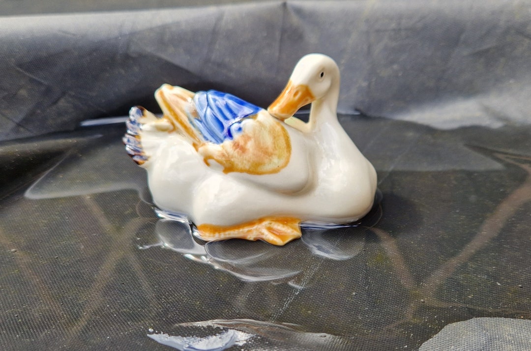 Vintage Chinese Polychrome Ceramic Duck Figurine ~ Rare ~ Multi-colour ...