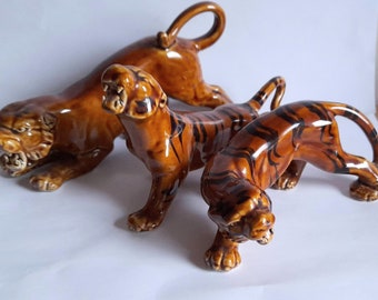 Large Vintage Ceramic Tiger - Etsy