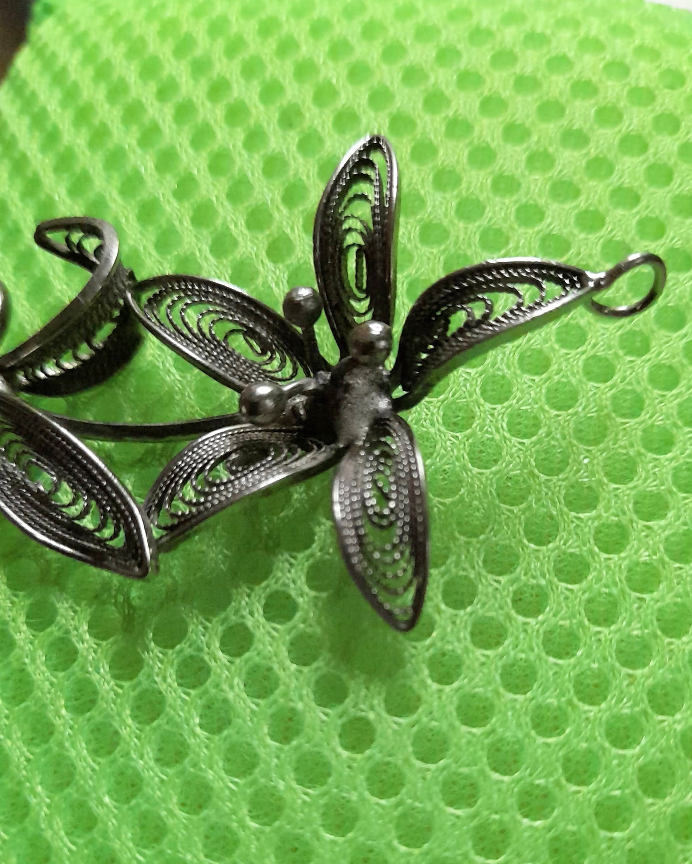 Beautiful Dark Silver Metal ~ Filigree Pendant ~ Floral Design ~ Petals ...