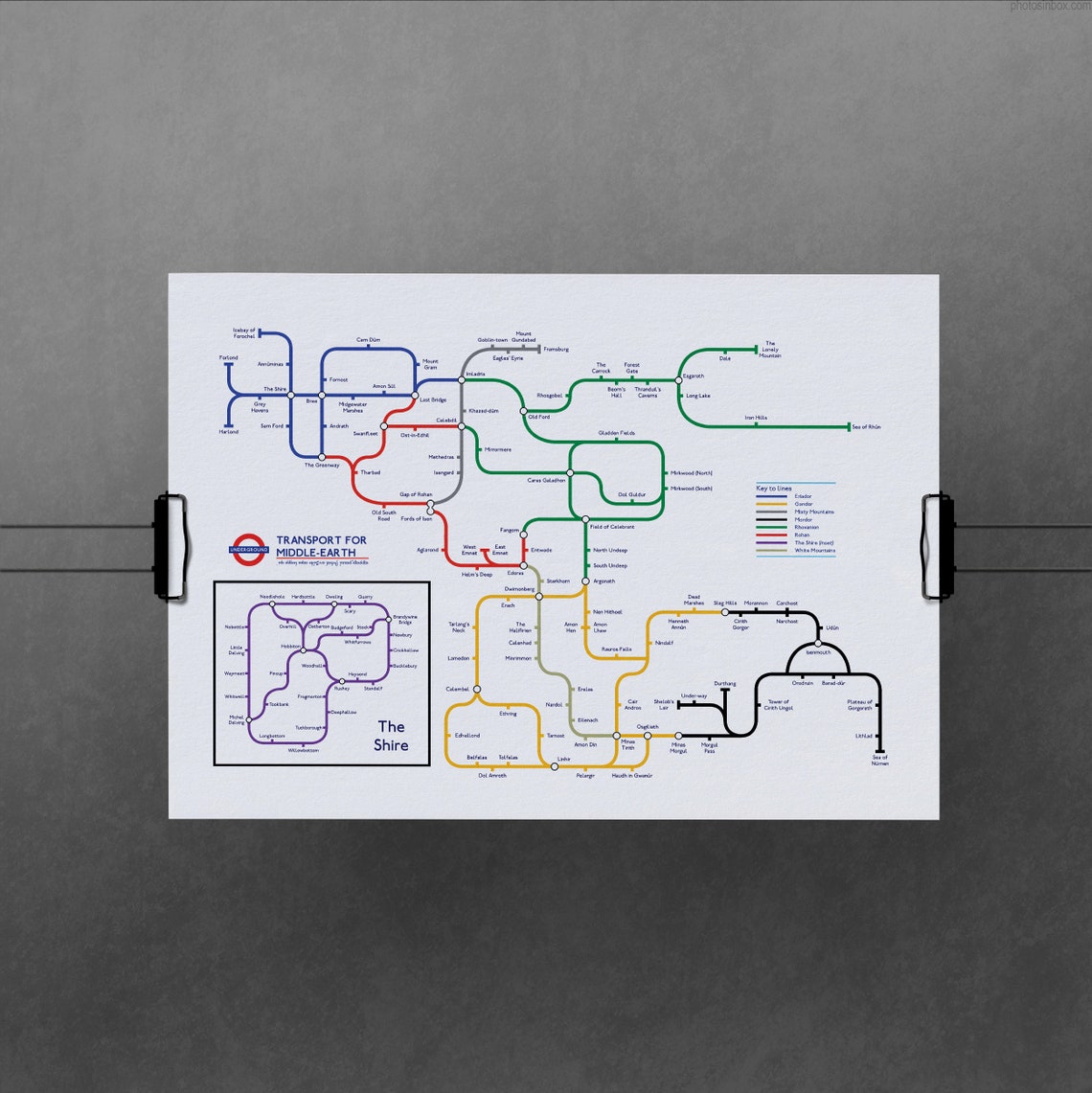 Middle-earth Tube Map A3 Art Print - Etsy