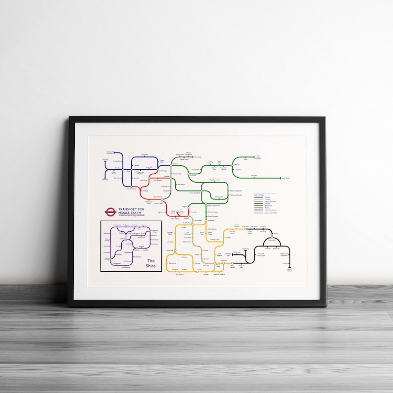 Middle-earth Tube Map A3 Art Print - Etsy