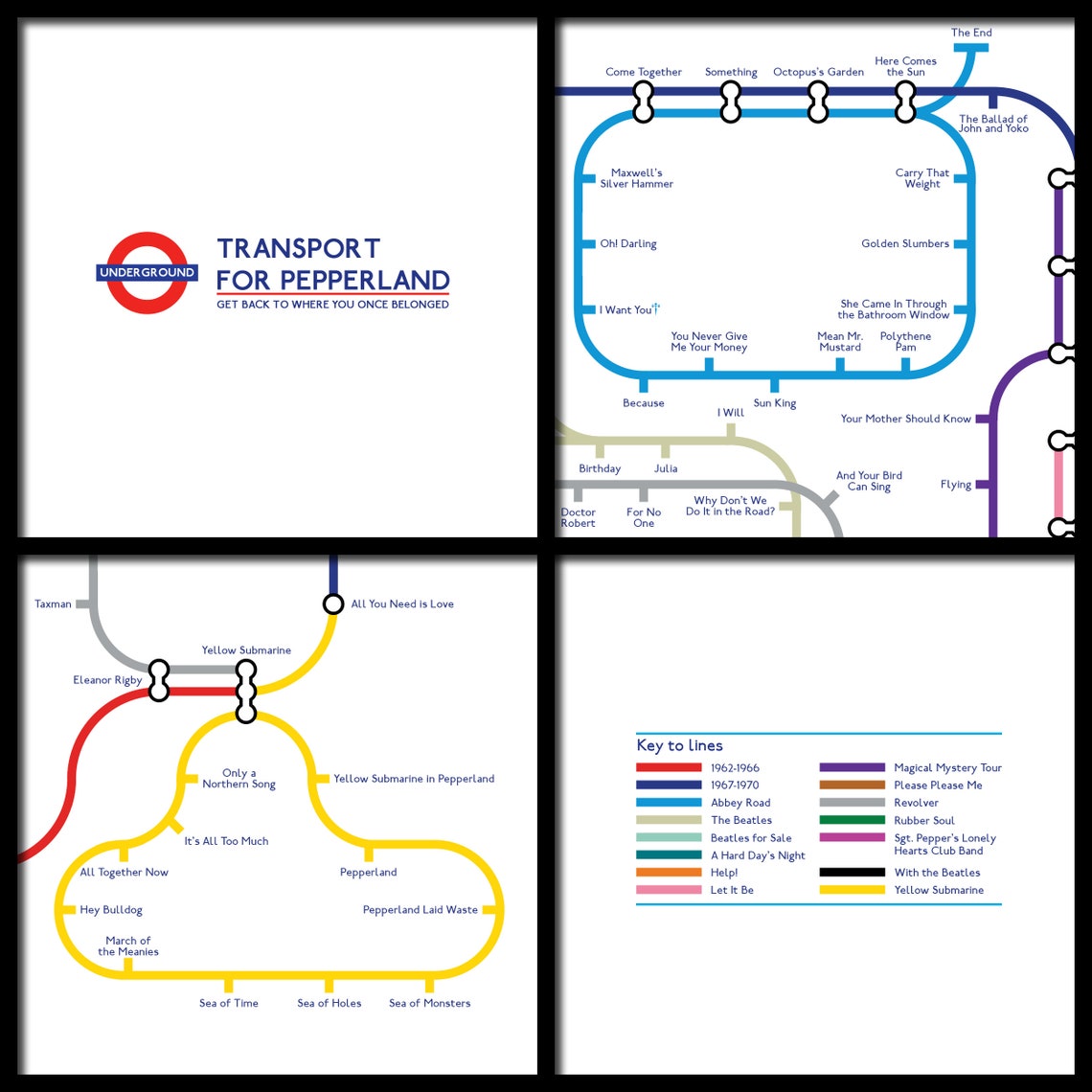Beatles Tube Map A3 Art Print - Etsy Canada