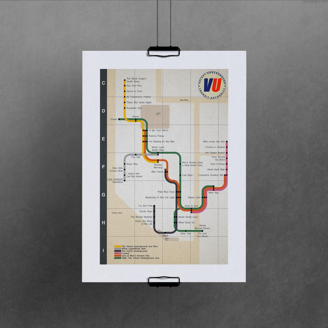 The Velvet Underground Subway Map – A3 Art Print - Etsy UK