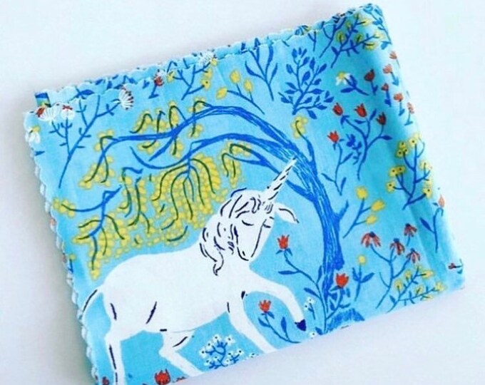 FQ or More Heather Ross OOP HTF Original Far Far Away Unicorns on Blue ...