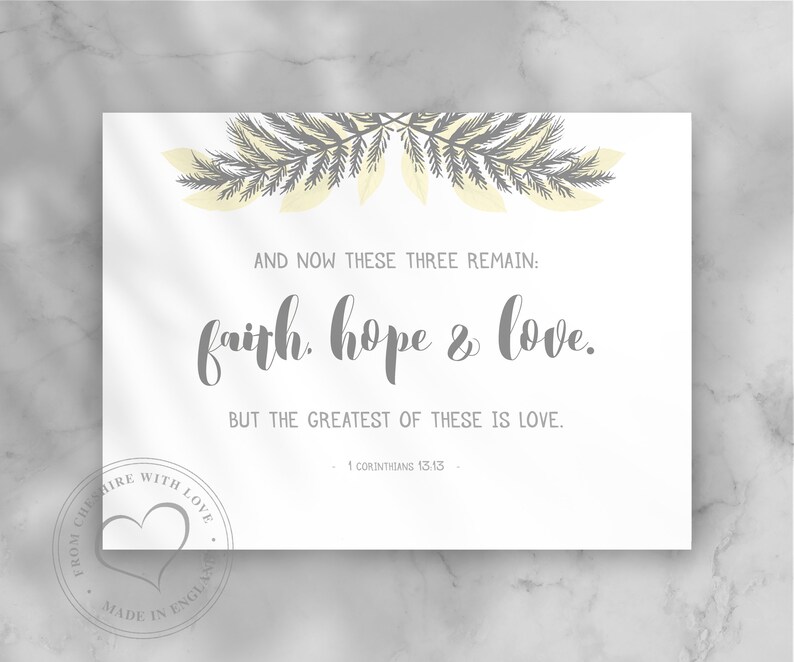 Bible Verse Art PRINT - 'and Now These Three Remain: Faith, Hope and ...