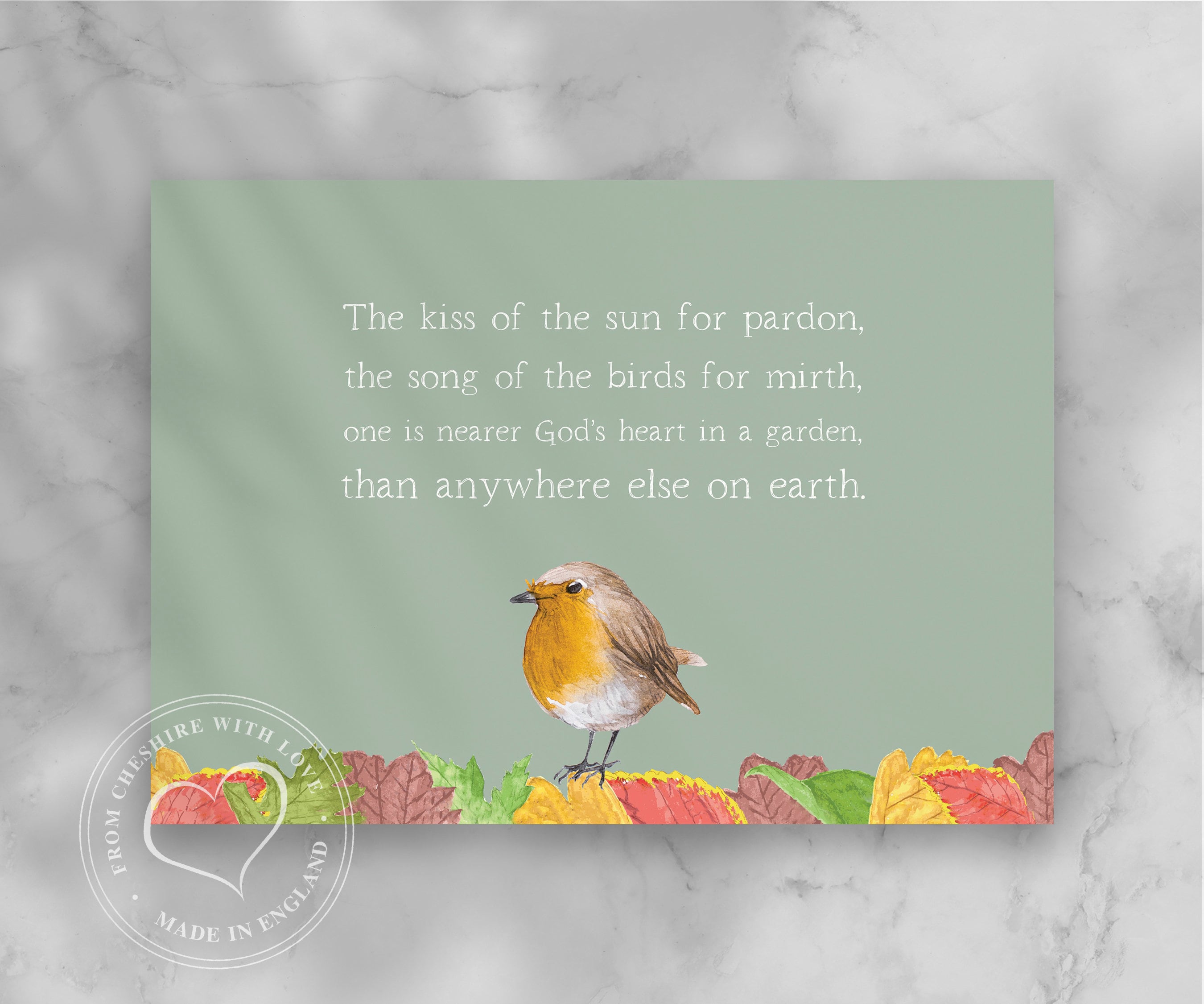 Gardener's Quote Robin PRINT - 'the Kiss of the Sun for Pardon, the ...