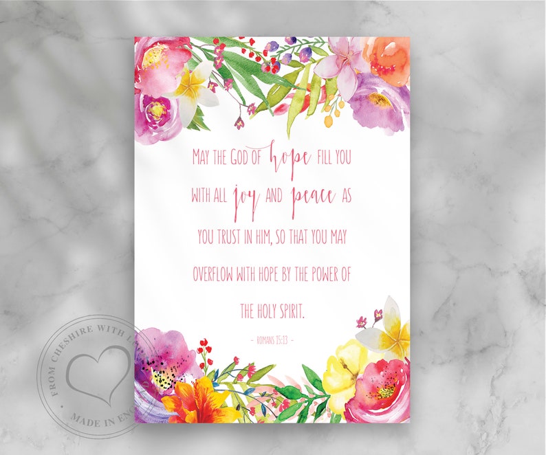 Romans 15:13 Bible Verse Print - 'may the God of Hope Fill You With All ...