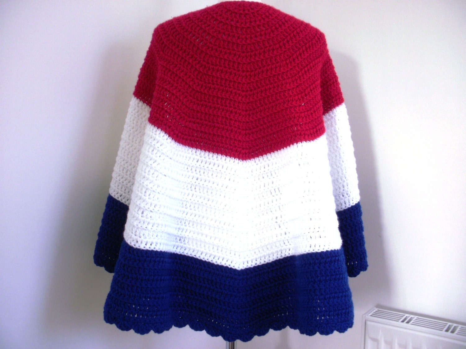 Mod Target Crochet Shawl Red White Blue Semi-circular Shawl - Etsy