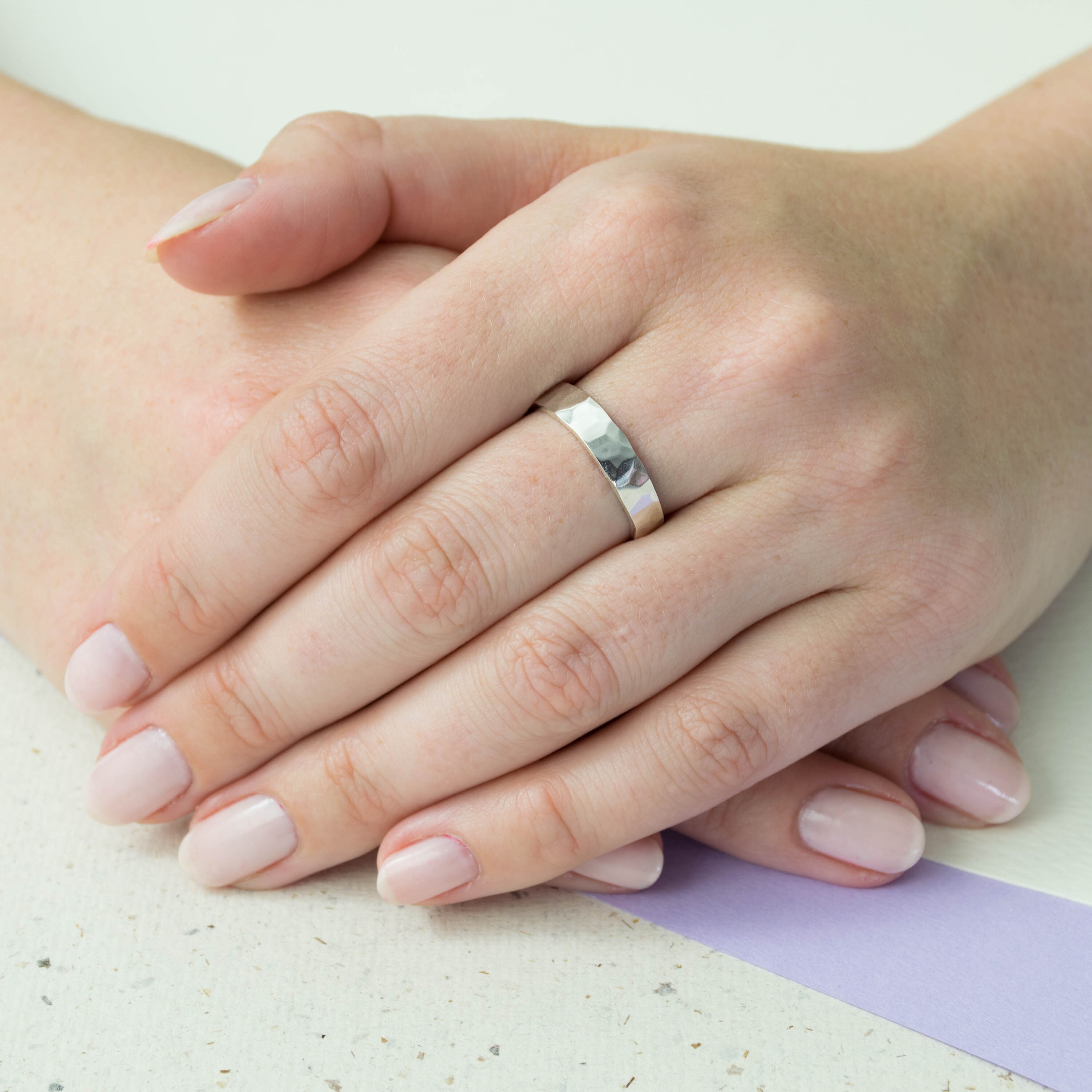 Sterling Silver Matching Hammered Ring Set Silver | Etsy