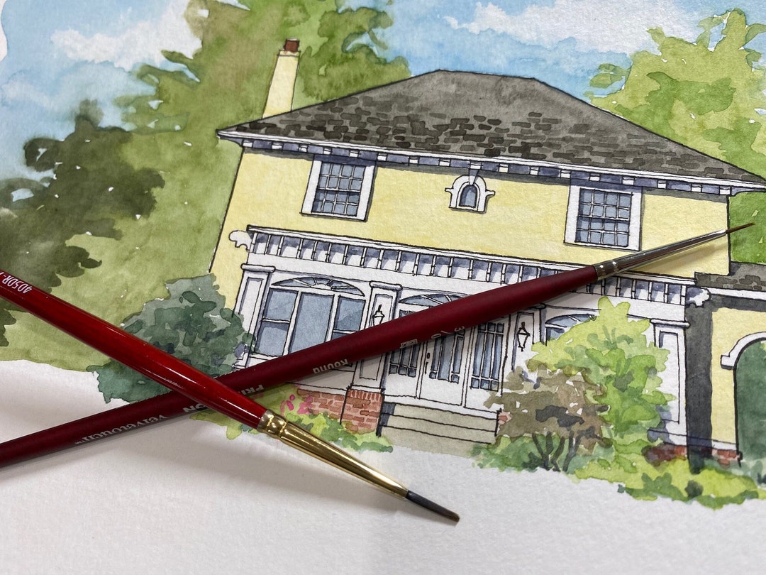 Hand Painted Custom House Portrait - Etsy