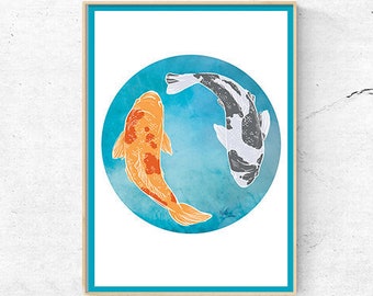Koi fish print | Etsy