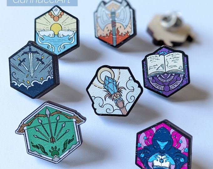 D&D Class Wooden Pin Badges! 14 Designs - Etsy