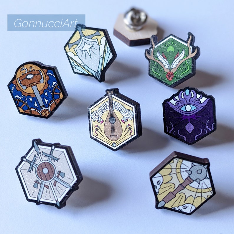 D&D Class Wooden Pin Badges! 14 Designs - Etsy