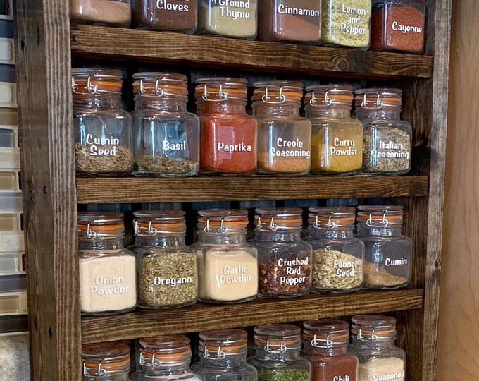 Rustic Spice Rack With Custom Labeled Jars - Etsy