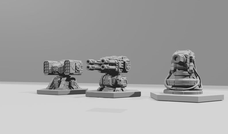 6mm Tabletop Turrets X 3 , SRM/AC5/MPL, Mecha Museum, Robots, Mechanico ...