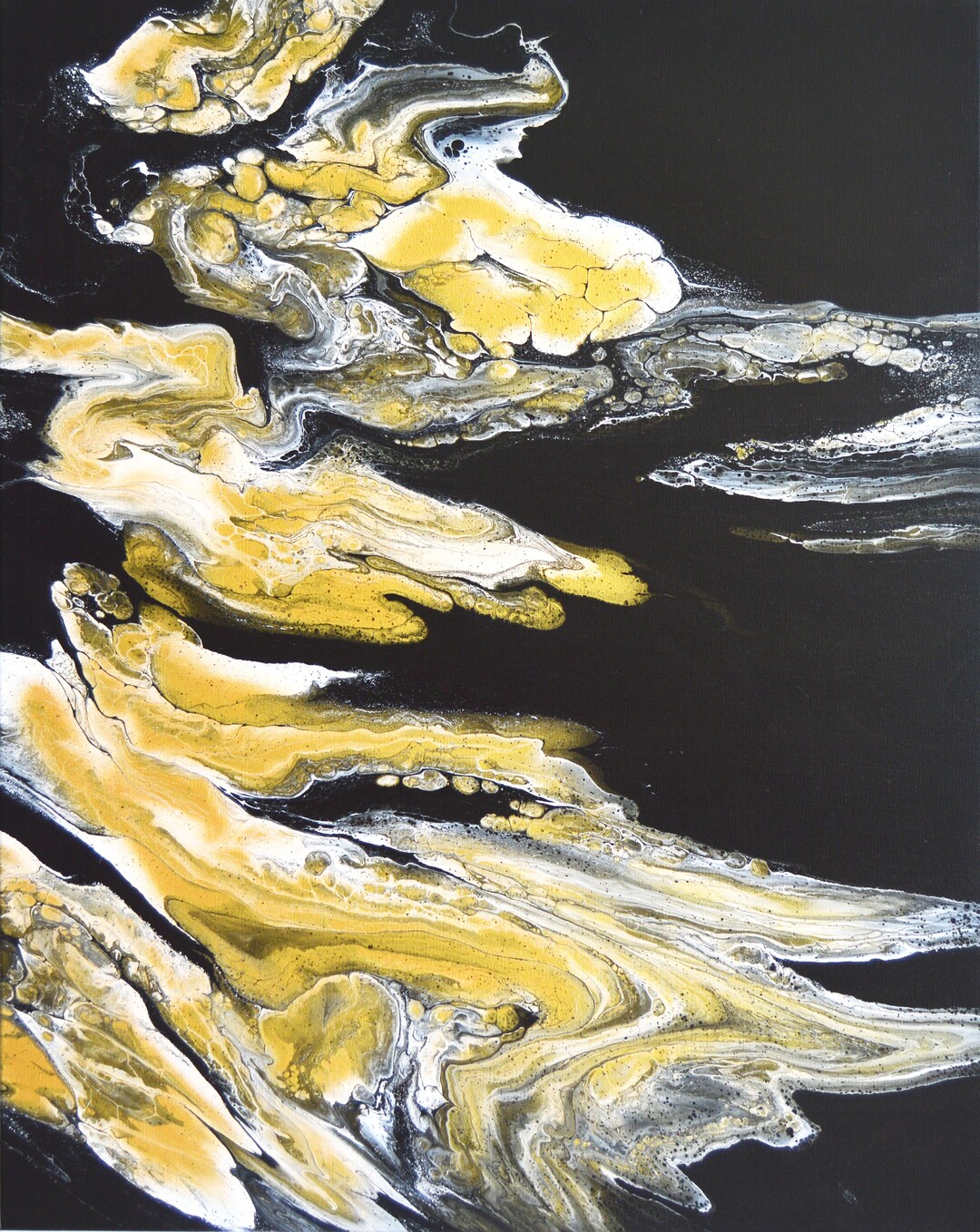 Original Golden Abstract Painting on Wrapped Canvas (30 X2 4 Inches) - Etsy