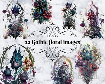 Gothic Flowers Clipart Floral PNG Mystical Flower Images - Etsy