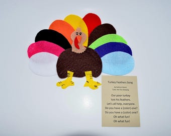 Turkey Wore His Rainbow Feathers Felt Board Story Felt Turkey ...