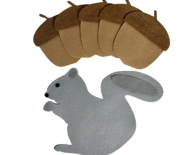 5 Little Acorns & Felt Squirrel Pattern, Preschool Rhyme (DIY ...