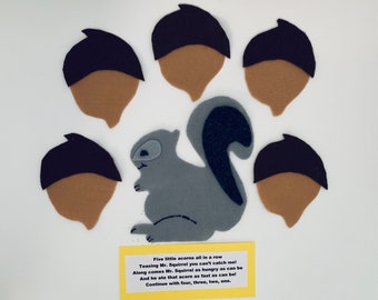 Five Little Acorns Felt / Flannel Board / Puppet Set for Literacy and ...