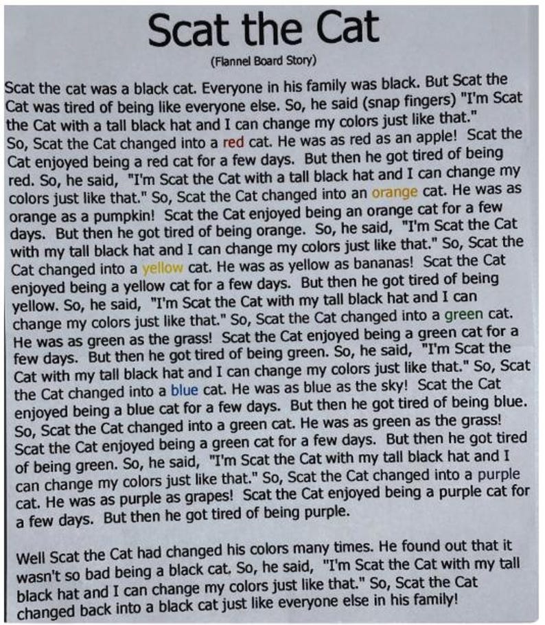 Scat the Cat Felt Board Story - Etsy