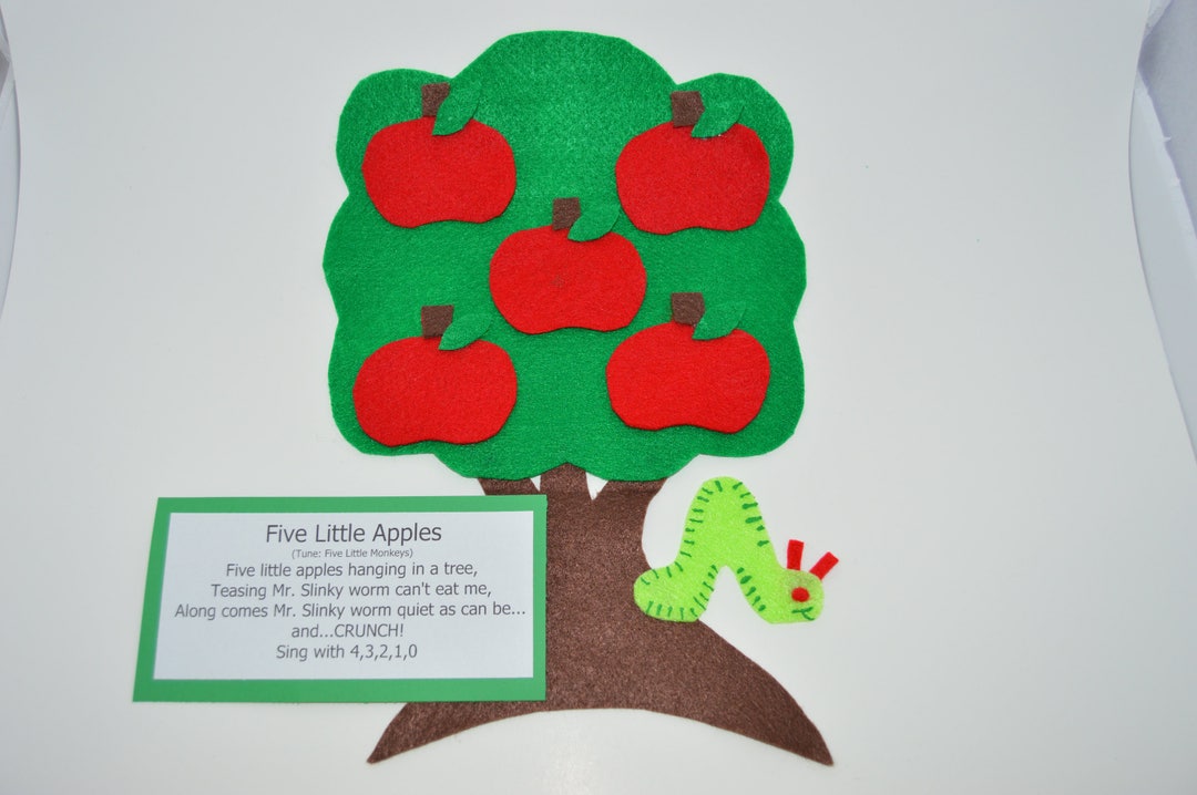 Five Little Apples Teasing Mr. Slinky Worm Flannel Board Story - Etsy