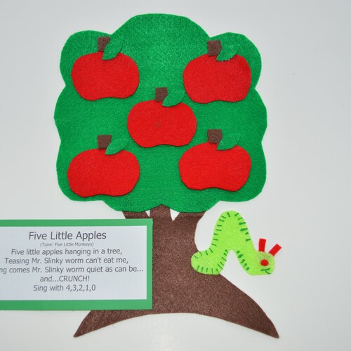 Five Little Apples Teasing Mr. Slinky Worm Flannel Board Story - Etsy