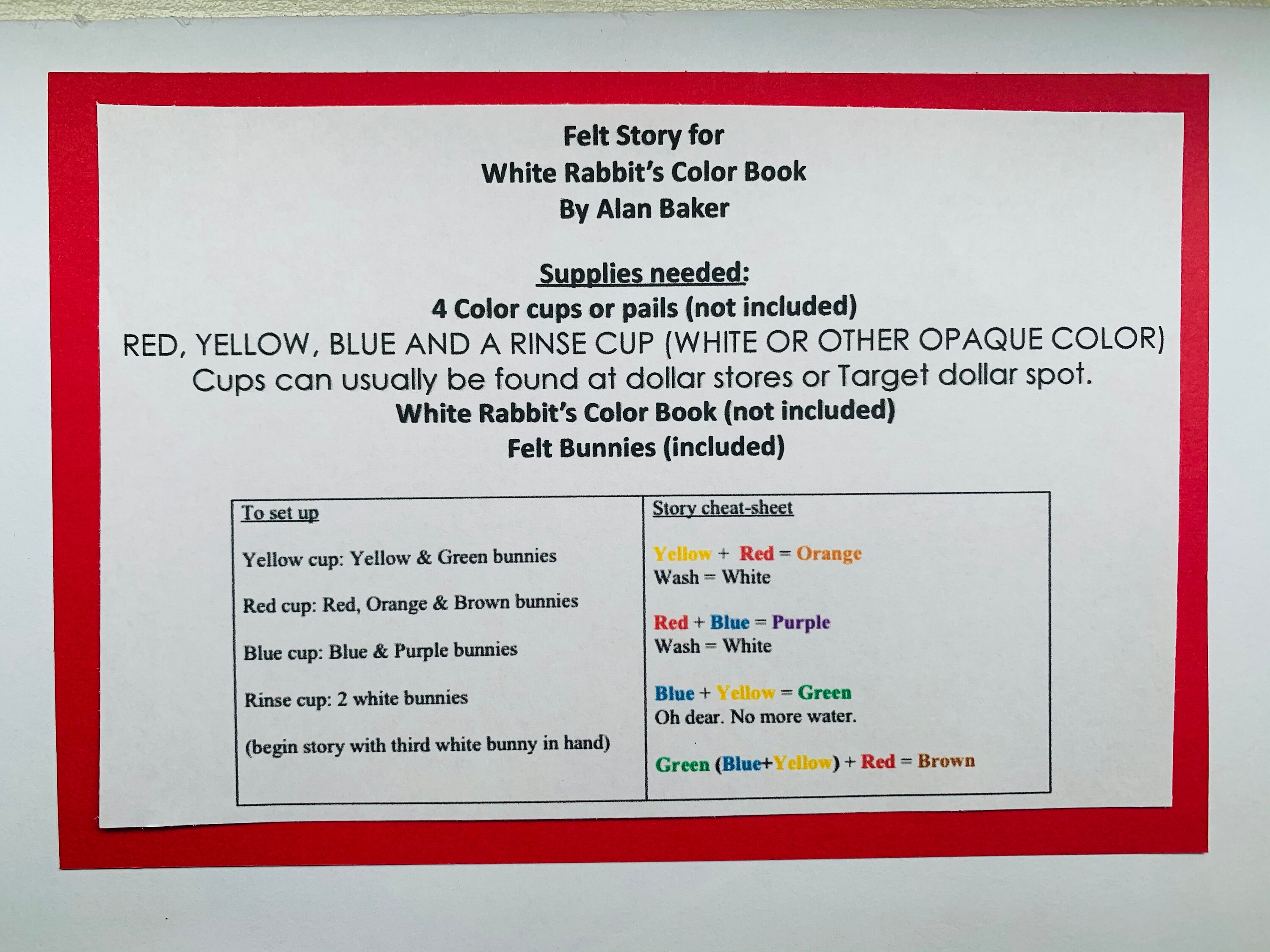 White Rabbit's Color Book Flannel Board Story - Etsy