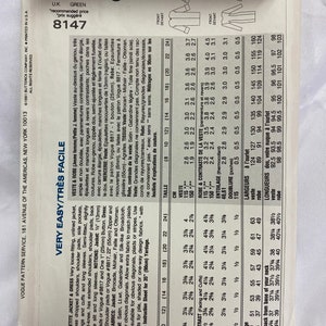 Very Easy Very Vogue 8147 Sewing Pattern Uncut Size 8-10-12 - Etsy